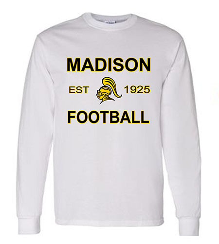 Russell Athletic Long Sleeve T-shirt w/ Screened Madison Football Logo ...
